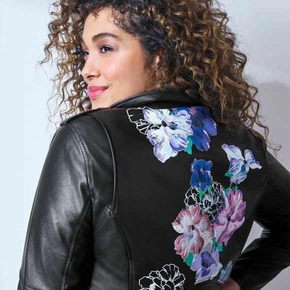 torrid | Jackets & Coats | Torrid Faux Leather Moto Floral Jacket ...